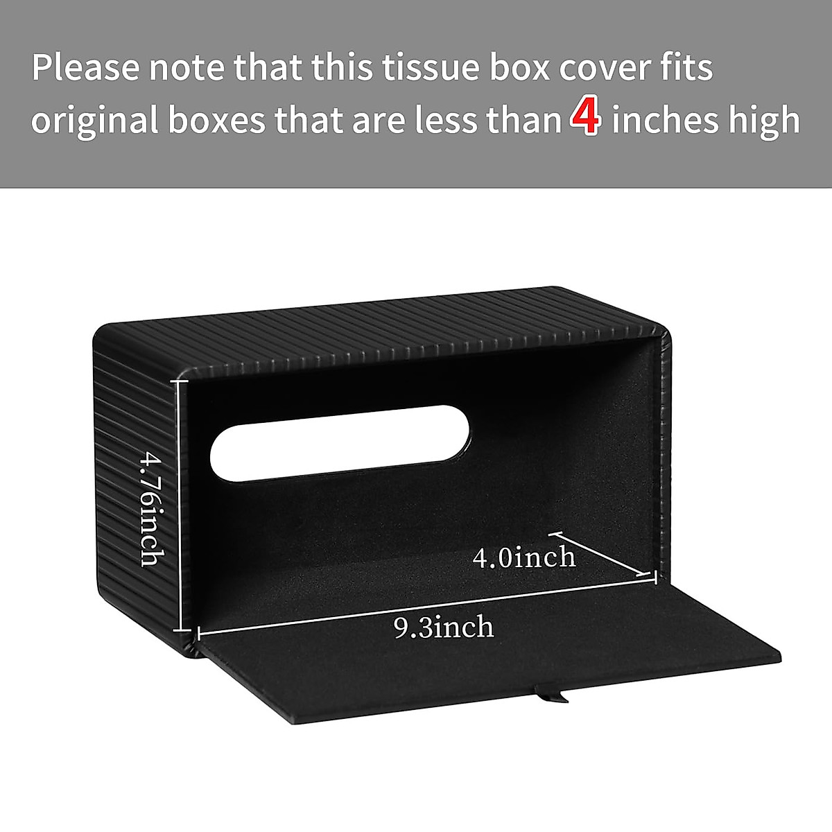 MEIBOOCH Tissue Box Cover Stylish PU Leather Rectangular Tissue Box Holder with Magnetic Bottom Cover for Bathroom Bedroom or Office (Black Stria)