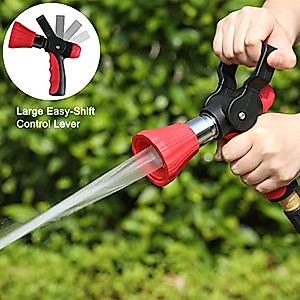 FANHAO High Pressure Fireman's Spray Nozzle, Heavy Duty Metal Garden Hose Nozzle with Slip Ergonomic Grip and Lever Handle, Adjustable Water Nozzle for Watering Lawn and Garden