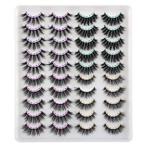 JIMIRE 20 Pairs False Eyelashes 4 Styles Fluffy Eyelashes Pack 3D Volume Faux Mink Lashes Packs