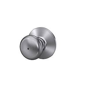 Schlage F40 PLY 626 Plymouth Door Knob, Bed & Bath Privacy Lock, Satin Chrome