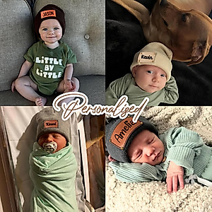 Custom Beanie Hats, Knitted Infant Baby Beanies Caps for Toddler Boys Girls Adult Black