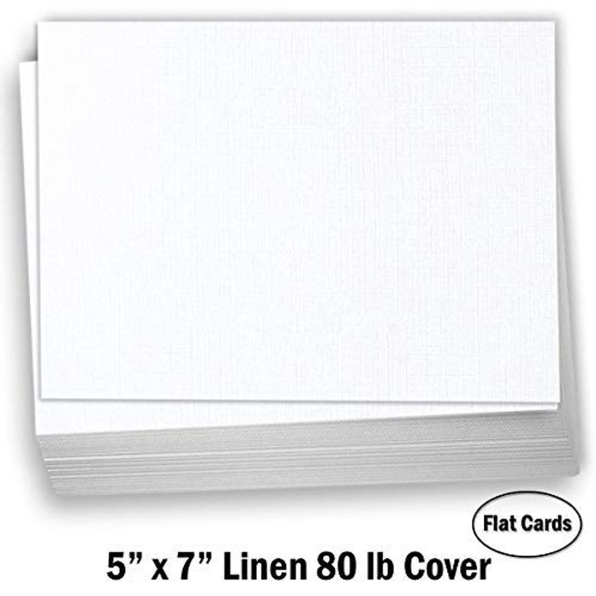 Hamilco 5x7 White Linen Textured Cardstock Paper Blank Index Cards Flat Card Stock 80lb Cover – 50 Pack