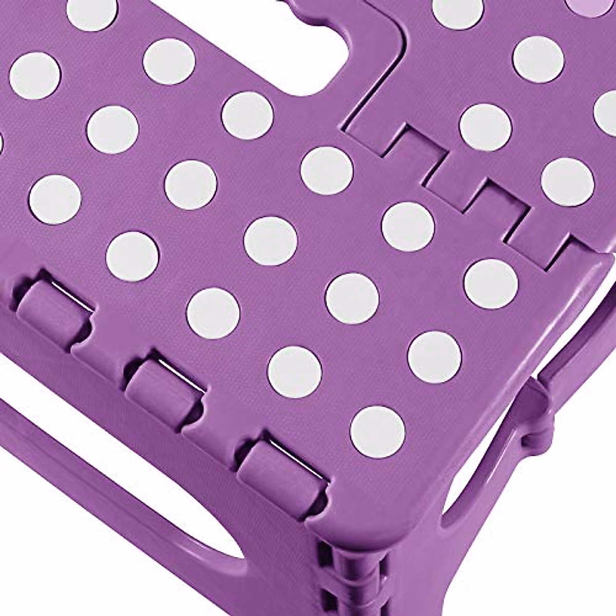 Casafield 9" Folding Step Stool with Handle, Purple - Portable Collapsible Small Plastic Foot Stool for Kids and Adults - Use in The Kitchen, Bathroom and Bedroom