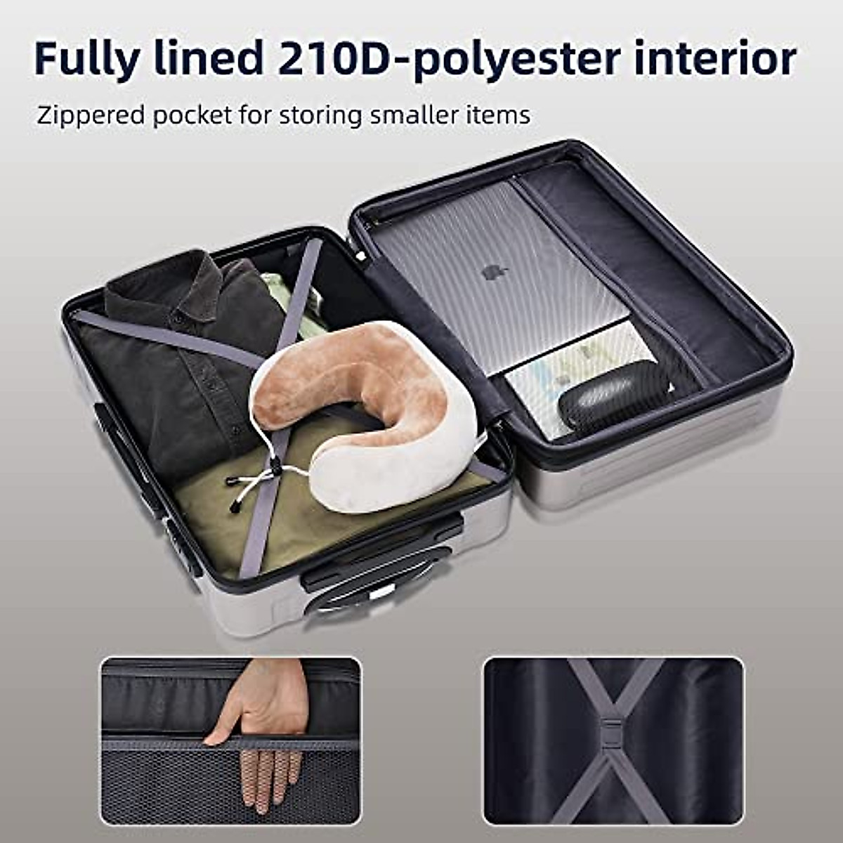 Merax 3 Piece Expandable ABS Hardshell Luggage Sets Spinner Wheel Suitcase TSA Lock Suit Case, Black/Brown, 20/24/28 Inch