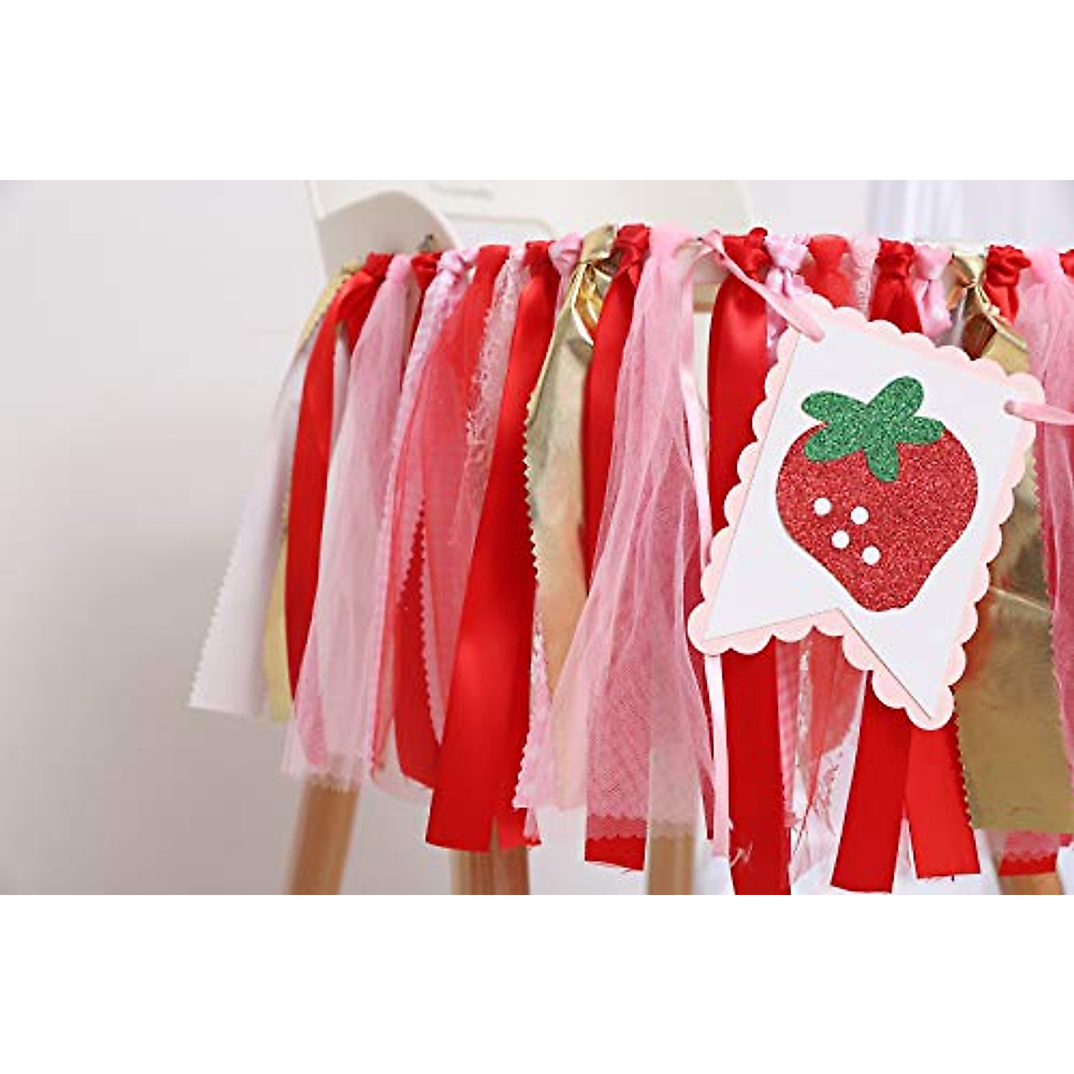 Berry Strawberry Theme High Chair Banner - Sweet First Birthday Banner - Smash Cake Photo Prop - 1st Birthday Photo Backdrop Decorations - Birthday Souvenir and Gifts for Kids (Strawberry-2)