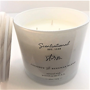 Natural Coconut + Beeswax Scented Candle Storm XL White Jar with Wooden Lid, 26 Oz.