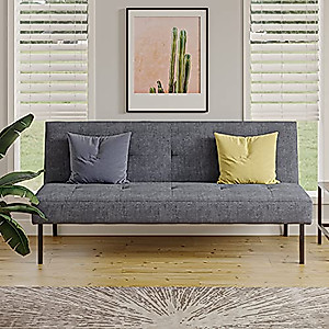 Panana 3 Seater Sofa Bed,Click Clack Armless Sofabed Fabric Couch Recliner,Choice of Colours (Grey)