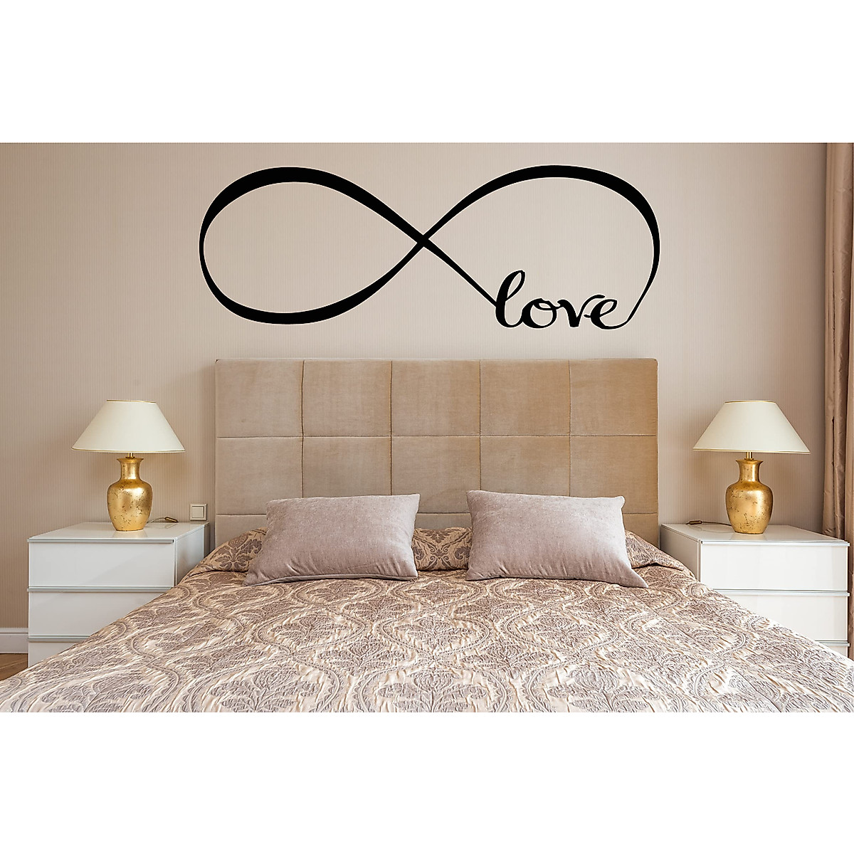 Wall Stickers Bedroom Decor Infinity Symbol Word Love Vinyl Art Decal (7'' X 22'', Black)