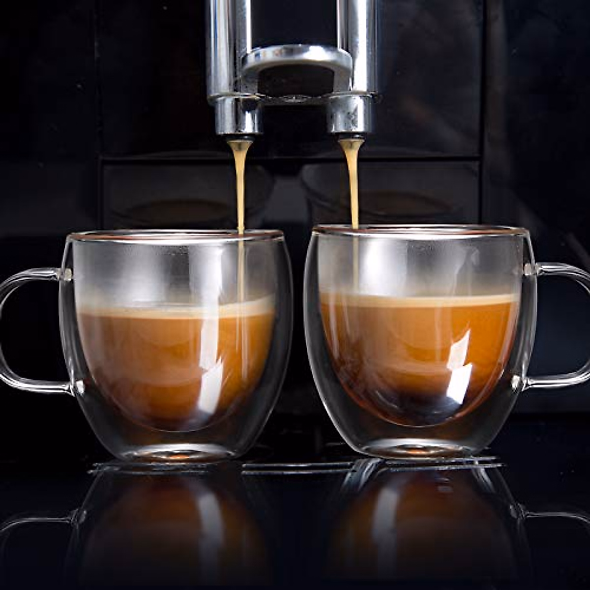 Patelai 5 oz Double Wall Insulated Mugs Espresso Cups Clear Coffee Mugs Insulated Glass Beverage Mugs with Handle for Tea, Milk, Coffee, Beverage, Oats, Cappuccinos, Yogurt (6)