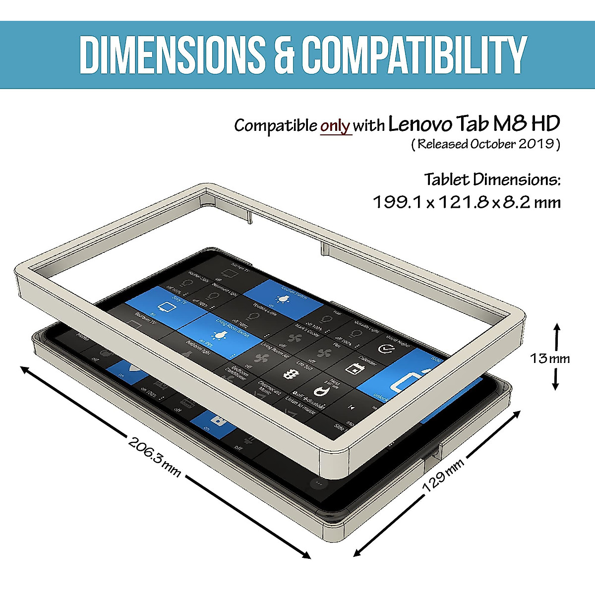 Wall Mount Kit for Lenovo Tab M8 HD 8" Tablet - Black