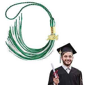2024 Graduation Tassel for Cap - Class of 2024 Charm Ceremonies Accessories, Gown Decoration Cord for Graduates - Green and White