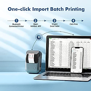 2 Inch Label Printer B1 with Tape, Wireless Bluetooth Portable Sticker Maker, Small Business Thermal Printer, Compatible iOS & Android, for All Purpose Barcode Address Text Labels (Grey)
