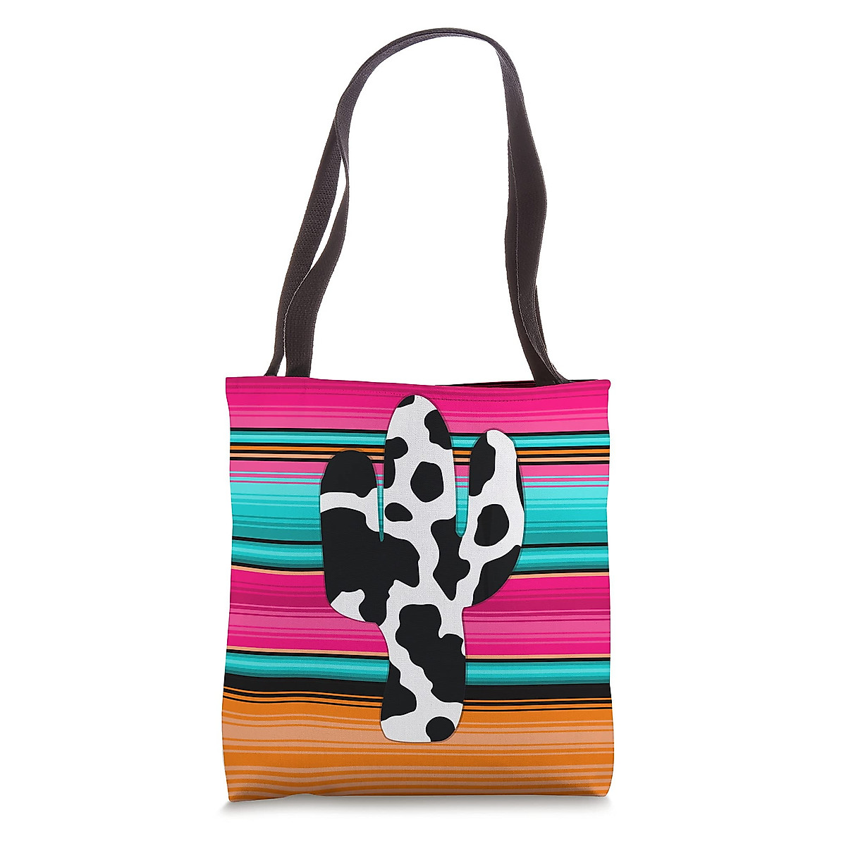 Serape Cactus Cow calf print pattern colorful Tote Bag