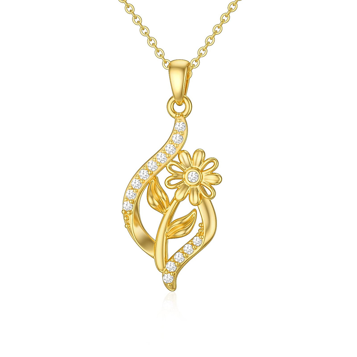 Rikelus 14K Gold Sunflower Necklace for Women Solid Gold Infinity Pendant Necklace Sunflower Jewelry Dainty Flower Necklace Christmas Birthday Gift for Girlfriend Wife Mom Her 16+1+1 inch (Infinity)