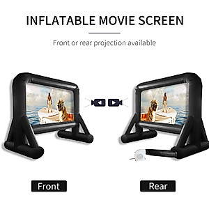 16 FT Inflatable Projector Screen for Outdoor Movies - Easy Setup Blow-Up Screen with Quiet Fan for Outdoor Movie Nights, Backyard Events, and Parties (Dual Support)