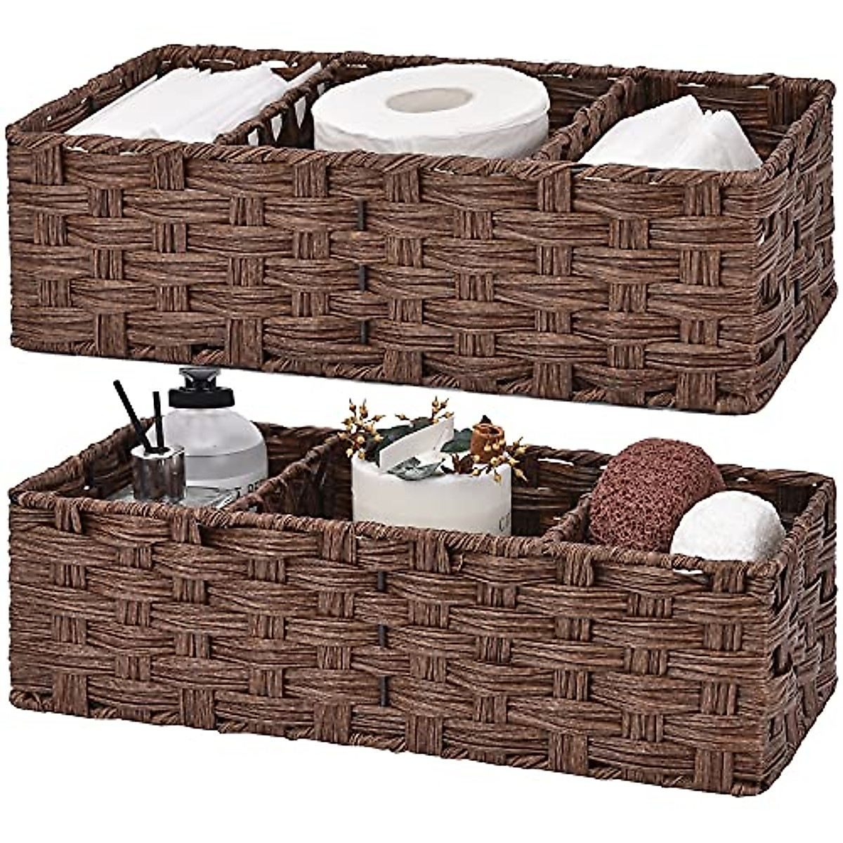 GRANNY SAYS Bundle of 2-Pack Wicker Storage Baskets & 2-Pack Woven Storage Baskets for Bathroom