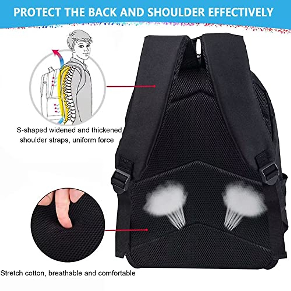 WRIGM Anime Backpacks for Kids, 3D Printed Casual Cartoon Bookbag with Pencil Case Large Capacity 17 Inch Laptop Bag 1