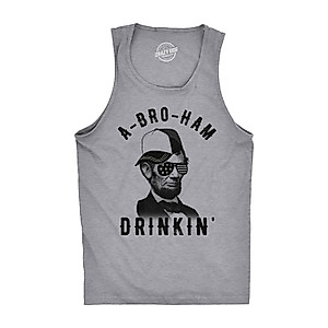 Mens Fitness Tank A-Bro-Ham Drinkin Funny Abe Lincoln Tanktop for Guys Funny Workout Shirt Patriotic Tank Top for Men Cool Fitness Tank Top Novelty Tank Dark Grey XL