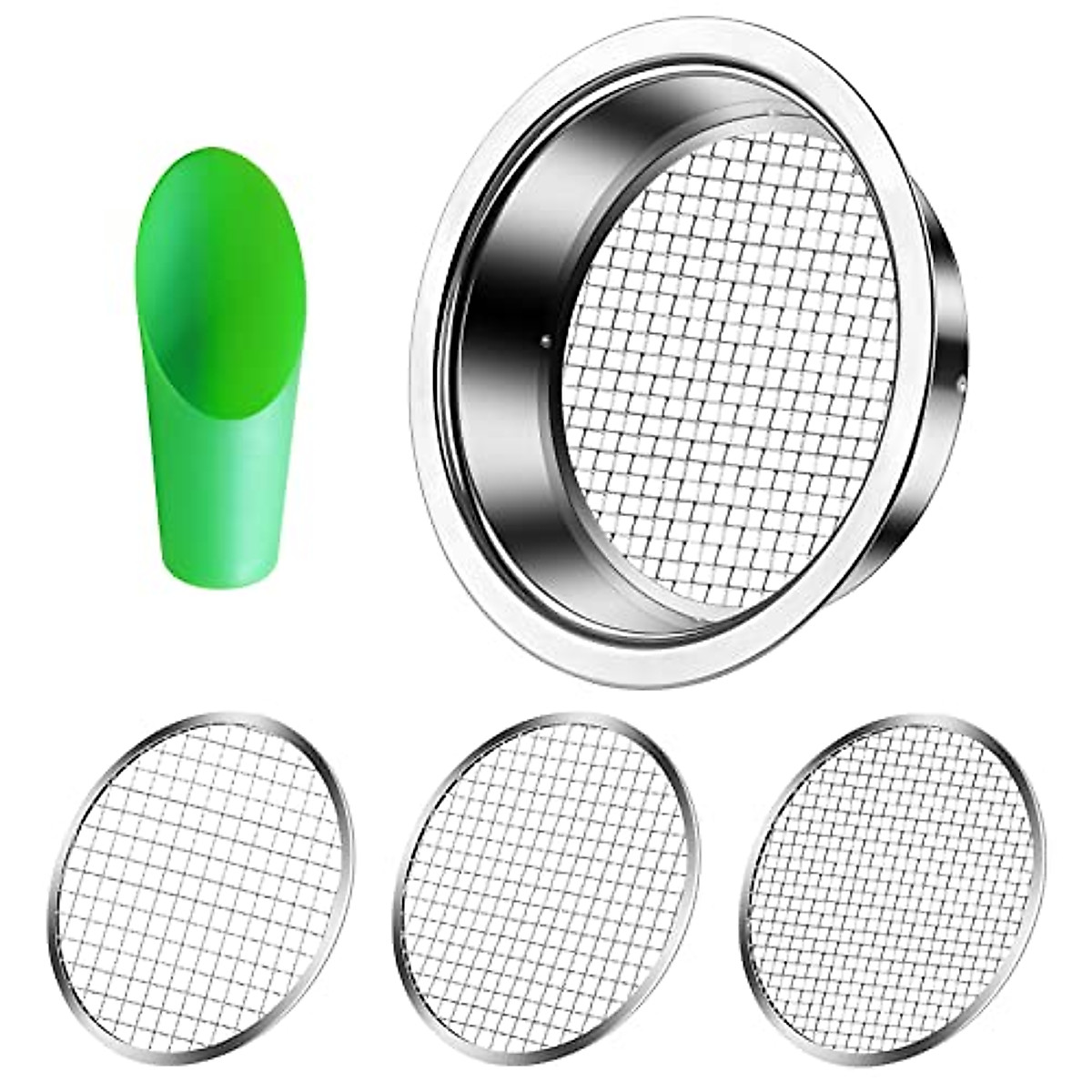Rock Garden Sieve Soil Sifter - Stainless Stackable Gardening Sifting Screen Pan Soil Sand Sieve,Compost Sifter Contain 3 Sieve Mesh,Metal Dirt Strainer Dirt Trapping Beach Sand Gravel Sifter