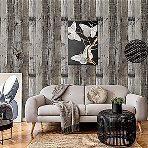 Livebor Grey Wood Wallpaper Peel and Stick Wallpaper Contact Paper 17.7inch x 118.1inch Shiplap Wood Peel and Stick Wallpaper Faux Wood Plank Wall Paper Barnwood Contact Paper Self Adhesive Decor
