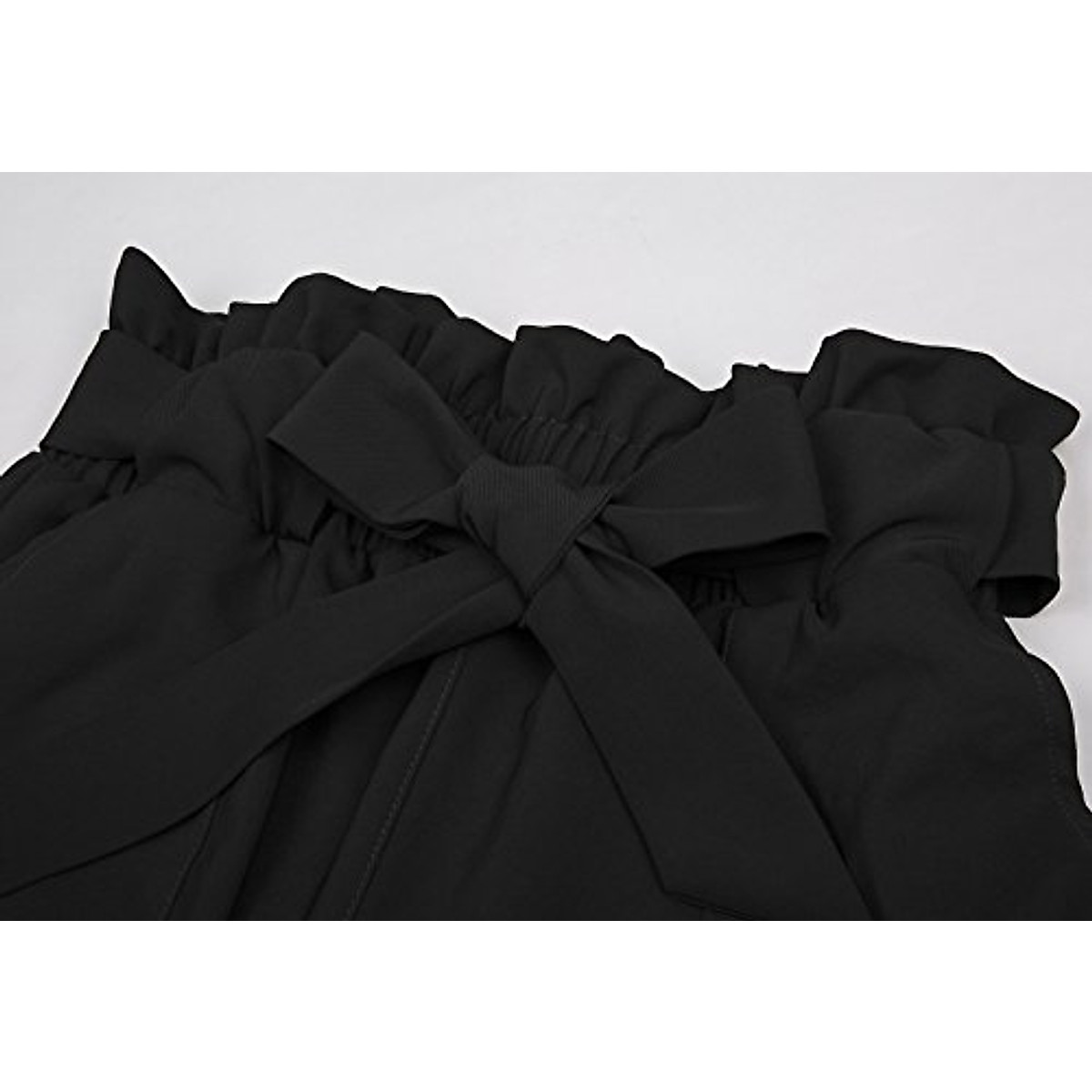 GRACE KARIN Women's High Waist Elastic Belted Casual Loose Long Pants with Pocket Black XXL