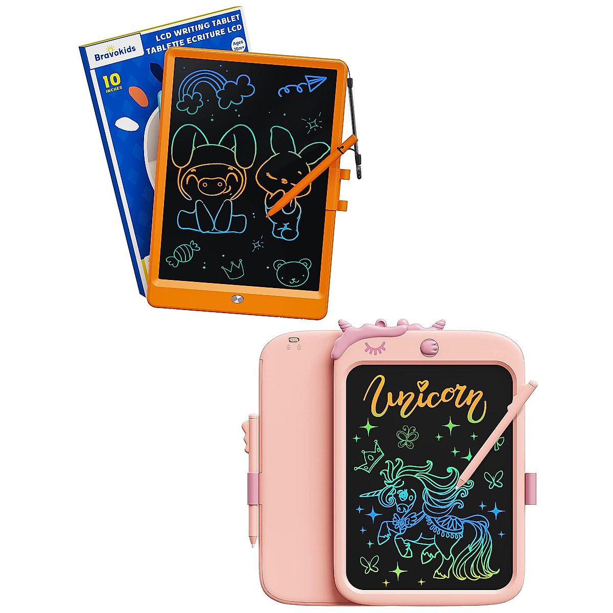 bravokids Toys for 3+ Year Old Girls, Unicorn Girl Gifts, 10 Inch LCD Writing Tablet Doodle Board Educational Learning Toys Birthday Gifts for 3 4 5 6 7 8 Year Old Kids