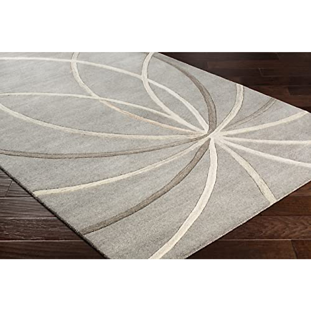 Mark&Day Wool Rugs, 8x10 Falher Modern Medium Gray Area Rug, Grey Cream Carpet for Living Room, Bedroom or Kitchen (7'6" x 9'6")