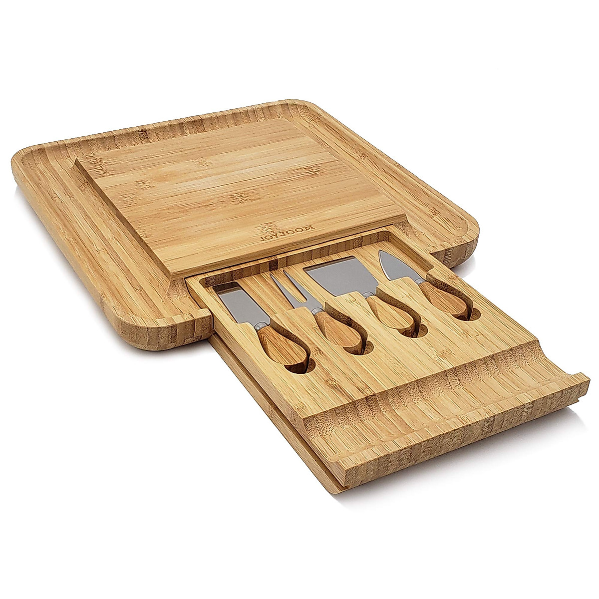 Premium Cheese Board and Knife Set - Bamboo Wood Charcuterie Board Set & Cheese Board Accessories Set - Kitchen Wine & Meat Cheese Serving Platter - Unique Christmas Gifts, Housewarming, Wedding Gift