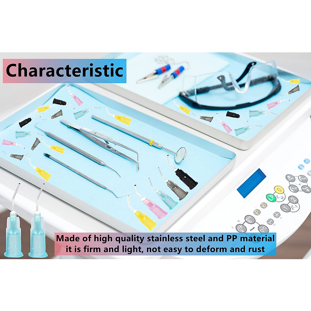 300 Pcs Bent Blunt Tip Dispensing, Bent Flow Dispensing Tips, Disposable Bent Irrigation Blunt Tips, Great for Oil or Glue Applicator (Blue 23G)