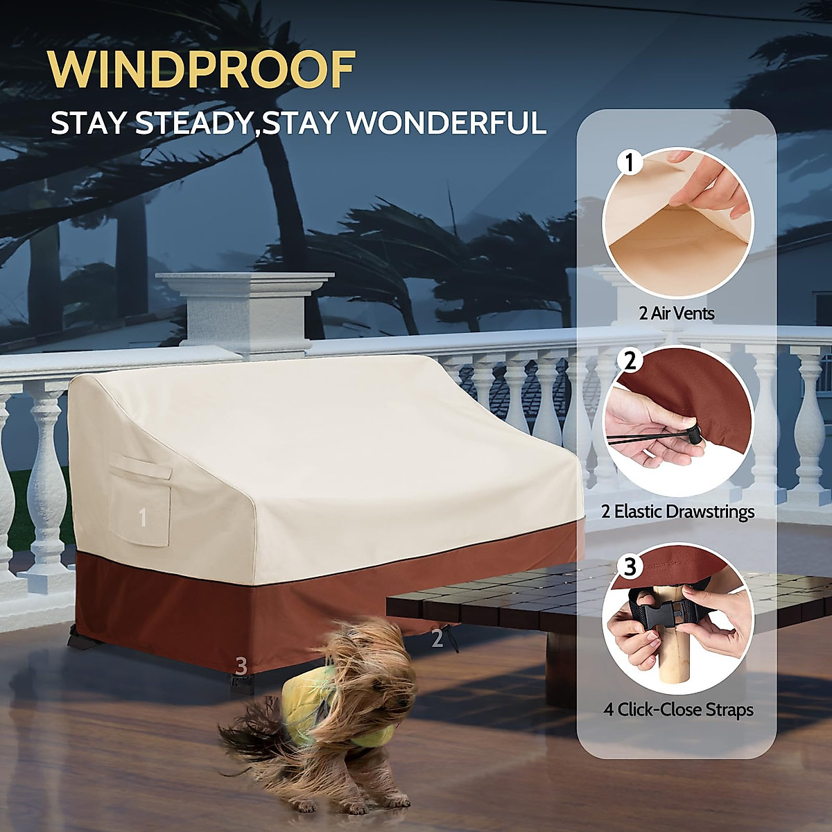 COSFLY Patio Furniture Covers Waterproof for Sofa, Outdoor Loveseat Covers for Lawn Heavy Duty Fits up to 54W x 38D x 35H inches