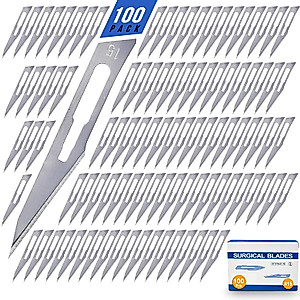 MEDHELP Pack of 100 Disposable Surgical Blades 11 and Pack of 3 Scalpel Handle #3 - Size 11 Scalpel Blades for Surgical Knife Scalpel, High Stainless Steel Dermablade Surgical Blades