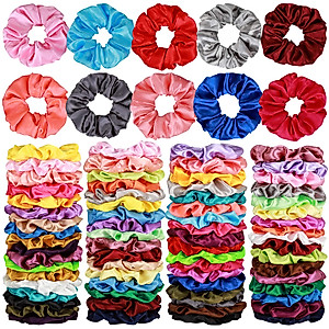 80 Pcs Silk Satin Hair Scrunchies 40 color Hair Bobbles Ponytail Holder Hair Accessories Scrunchy Solid Color Hair Ties