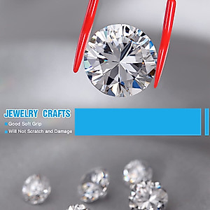 6 Pieces Rubber Tipped Tweezers PVC Stainless Steel Rubber Coated Tips Tweezers for Jewelry Hobby Industrial Hobby Craft (Black and Red)