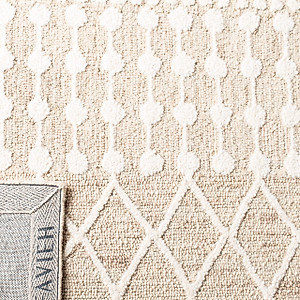 SAFAVIEH Blossom Collection Area Rug - 9' x 12', Beige & Ivory, Handmade Moroccan Wool, Ideal for High Traffic Areas in Living Room, Bedroom (BLM115B)