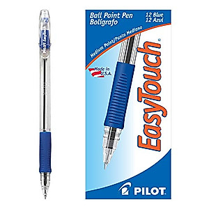 PILOT EasyTouch Ballpoint Stick Pens, Medium Point, Blue Ink, 12-Pack (32011)