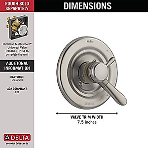 Delta Faucet Lahara 17 Series Dual-Function Shower Handle Valve Trim Kit, Stainless T17038-SS (Valve Not Included)