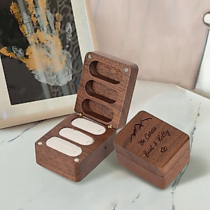 Personalized Solid Wood Ring Box for Wedding Ceremony, Rectangular Box for Ring Storage 3 Slots, Custom Engagement Ceremony Ring Box, Walnut Wooden Heirloom Ring Box Holder
