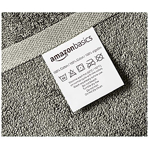 Amazon Basics Fade-Resistant Cotton Bath Towel - 4-Pack, Gray
