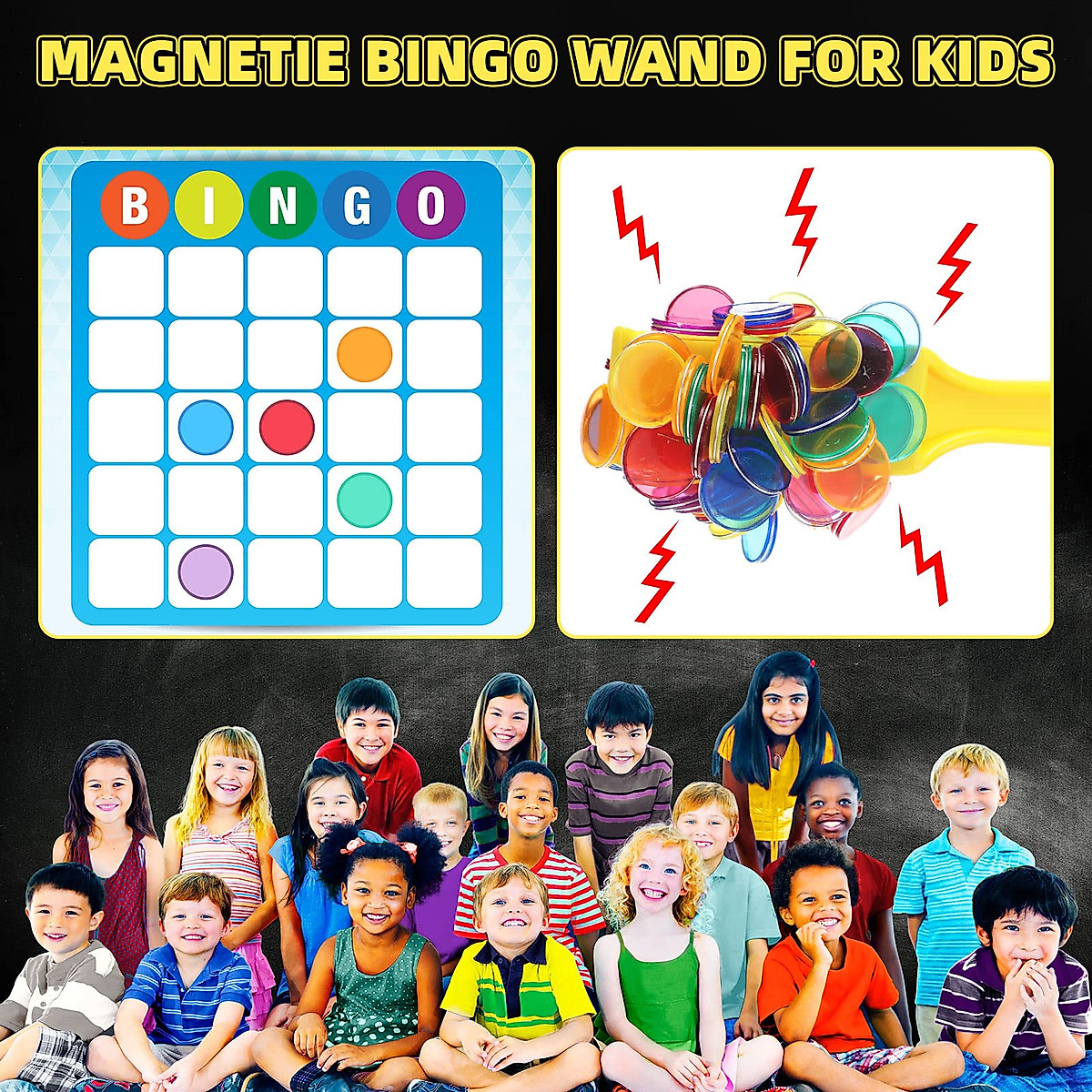 Sratte Magnetic Bingo Chips with Wand Bulk for Bingo Games 3000 Bingo Chips 30 Magnet Wand for Large Group Family Game, Sensory Bins, Counting and Sorting, Science and Educational Activities for Kids