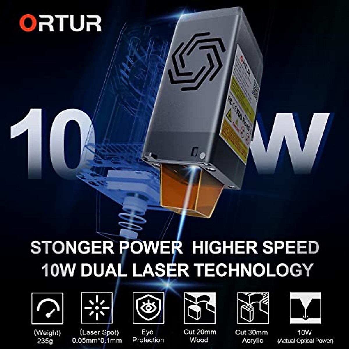 ORTUR Laser Master 3 Laser Engraver, 10W Higher Accuracy Laser Cutter, 20000mm/min Engraving Speed and App Control Laser Engraver for Wood and Metal, 15.75"x15.75" (The top-of-The-Range Version)