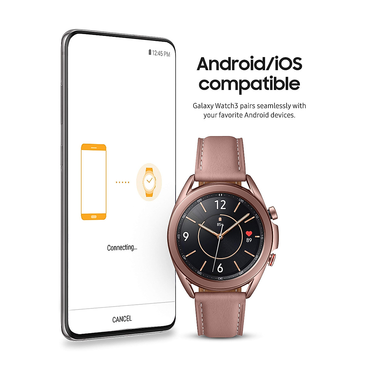 Samsung Galaxy Watch 3 (41mm, GPS, Bluetooth, Unlocked LTE) Smart Watch with Advanced Health Monitoring, Fitness Tracking , and Long lasting Battery - Mystic Bronze (US Version) (Renewed)