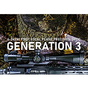 Monstrum G3 6-24x50 First Focal Plane FFP Rifle Scope with Illuminated MOA Reticle and Adjustable Objective (Black)