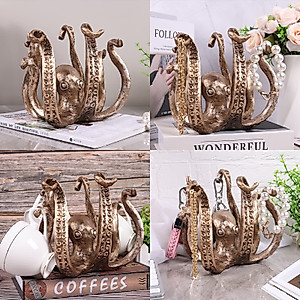 DOVDOV Octopus Cup Holder, Resin Octopus Coffee Cup Holder, Octopus Statue, Antique Bronze Home Decor, Home bar Accessories, Funny Cup Holder, Jewelry Holder, Jewelry Holder