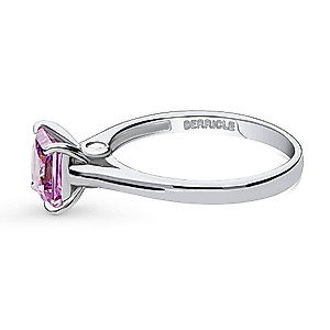 BERRICLE Sterling Silver Solitaire Purple Princess Cut Cubic Zirconia CZ Fashion Ring for Women, Rhodium Plated 1.2 Carat Size 5