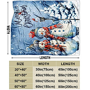 LUVIVIHOME Cute Snowman Throw Blanket, Blue Blanket, Kids Blanket, Red Cardinal Birds Winter Holiday Christmas Blanket, Cozy Warm Lightweight Soft Fuzzy Flannel Fleece Blanket for Couch, Sofa, 30"x40"