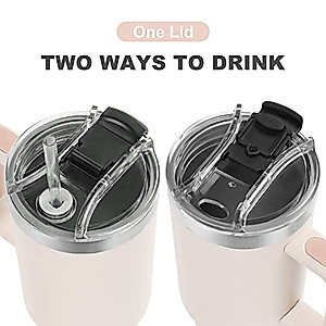 SOOZELEN 40oz Tumbler with Handle & Straw Lid, Insulated Travel Mug, Double Walled Keeps Drinks Cold & Heat for Long Time（Rose Quartz）