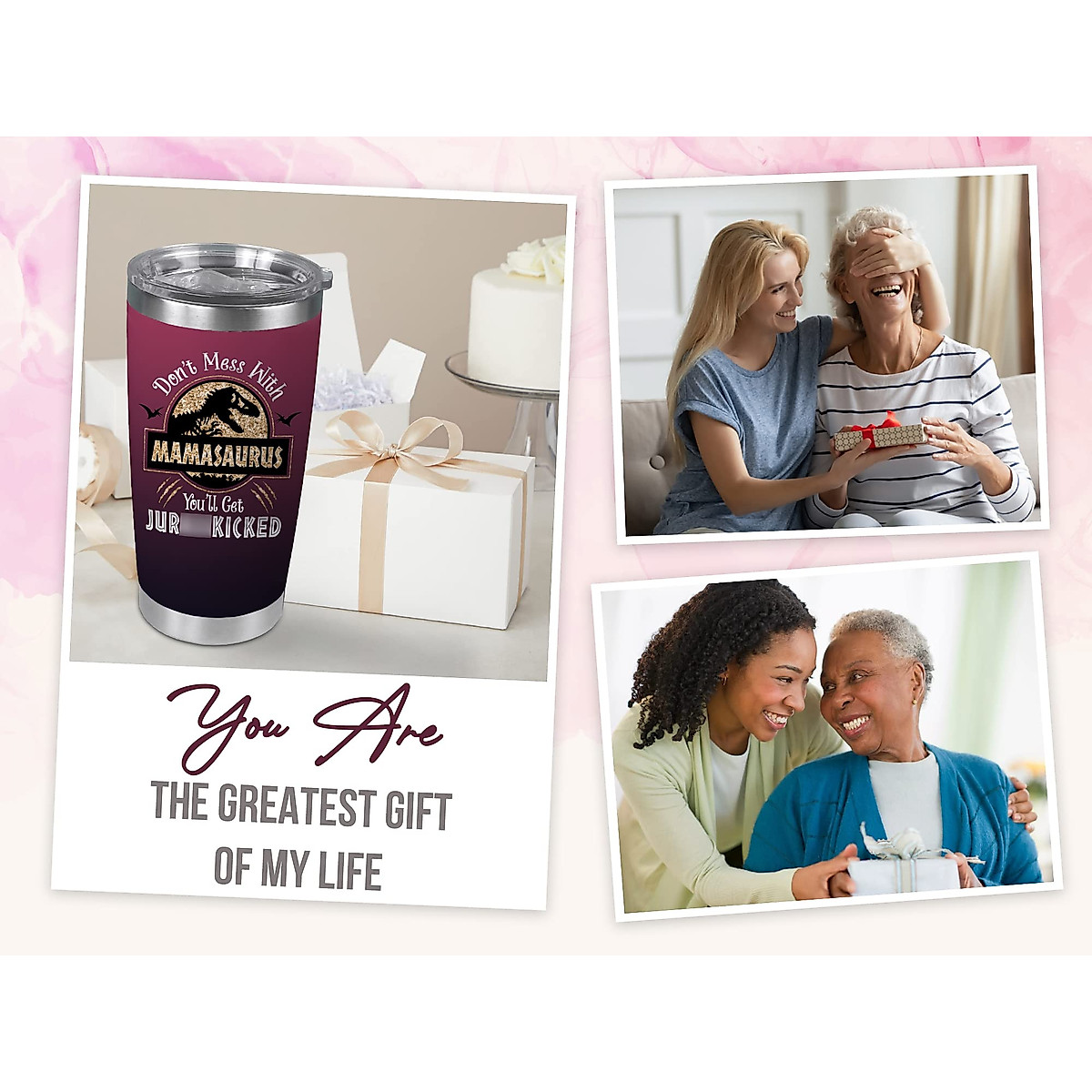 Gifts For Mom From Daughter, Friend Birthday, Christmas, Mothers Day Gifts For Mom, Mamasaurus Mom Tumbler Gifts, Presents For Mom, First Time, New Mom Gifts For Women, 20 Oz Stainless Steel Tumbler