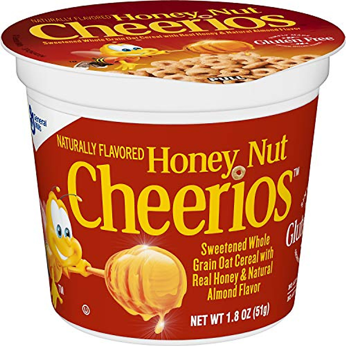 Honey Nut Cheerios Cups, Gluten Free, Cereal with Oats, 1.8 oz (Pack of 12)