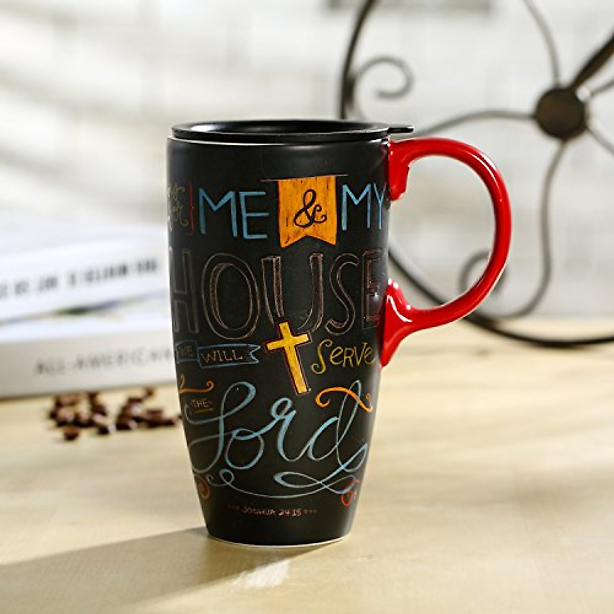 CEDAR HOME Coffee Ceramic Mug Porcelain Latte Tea Cup With Lid 17oz. Me & My House