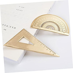 Ciieeo Triangle Ruler Triangular Ruler Stainless Steel Ruler Nordic Style Ruler Metal Protractor Plastic Ruler Clear Math Ruler Triangle Metric Ruler School Supplies with Hole Stationery
